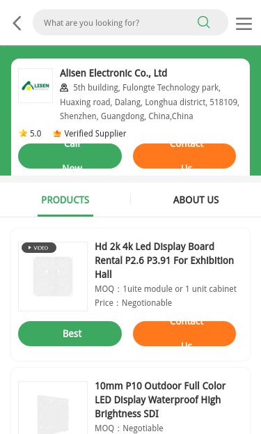 mobile interface of fullcolor-leddisplays.com