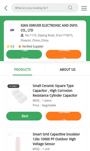 mobile interface of highvoltcapacitor.com