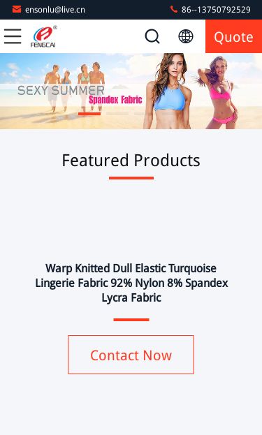 mobile interface of polyesterspandexfabric.com