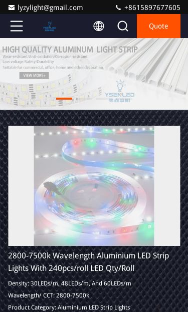 mobile interface of led-stripslights.com