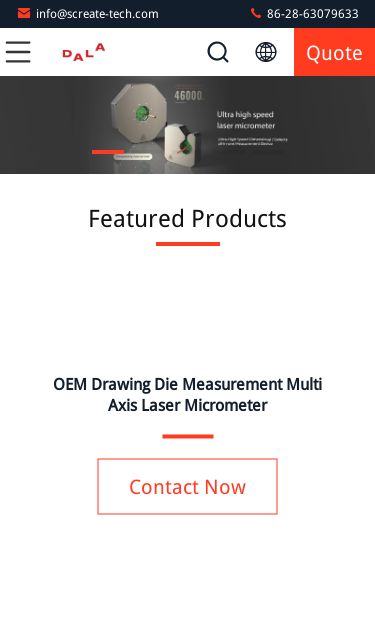 mobile interface of screatedalalasermicrometer.com