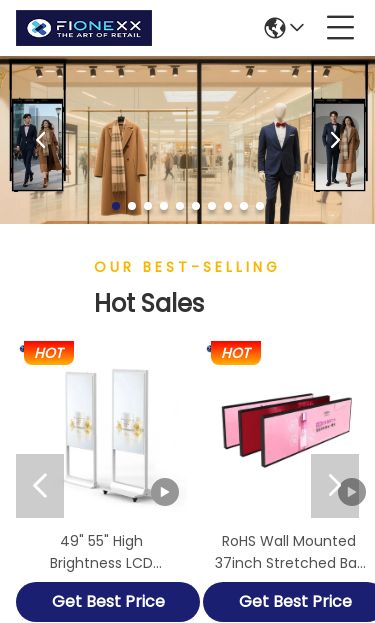 mobile interface of signagelcddisplay.com