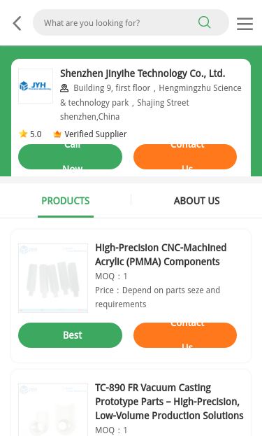 mobile interface of cncprecision-machining.com