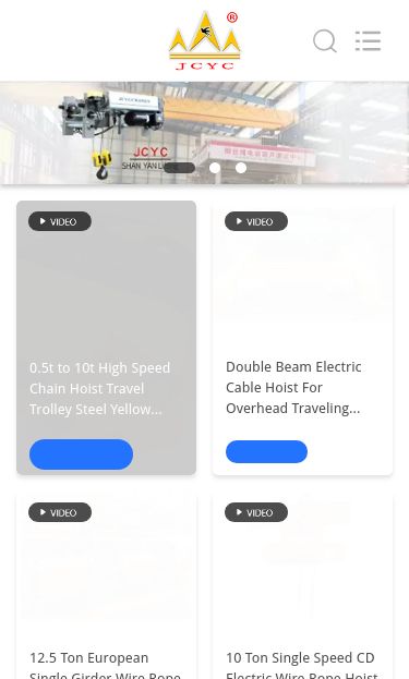 mobile interface of electric-hoistcrane.com